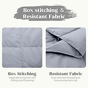 puredown® Soft Feather Down Throw Blanket Lightweight Packable Couch Throw for Indoor and Outdoor Use, 50"X70", Sliver Gray