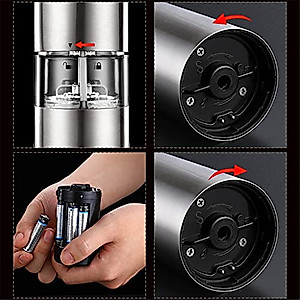 BaRdzo Electric Automatic Mill Pepper and Salt Grinder LED Light Peper Spice Grinders Seasoning Grinding Mill Kitchen Cooking Tools (Color : D, Size : 2pcs)