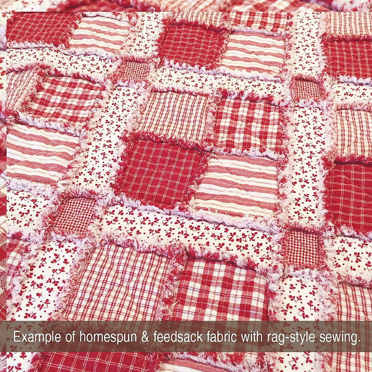 Perfect Red 6 Cotton Homespun Plaid Fabric by JCS - Sold by The Yard