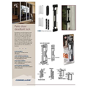 Prime-Line U 11037 Patio Door Deadbolt Lock, 8 In. Overall Height, Steel Bar, Surface (1 Kit), White/Black