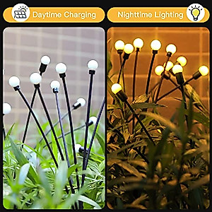 4 Packs 6LED Starburst Solar Garden Lights - Solar Outdoor Lights Starburst Swaying Lights Solar Firefly Lights Outdoor Waterproof, Garden Decorative Lights for Yard Patio Pathway (Warm Yellow)