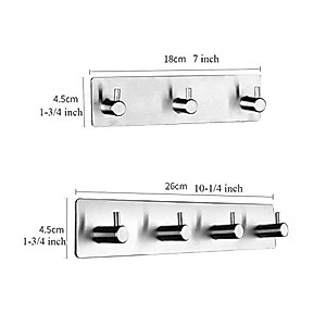 JOMIHONEY Self Adhesive Stainless Steel Hooks, Wall Mounted Heavy Duty Hanger, Key Rack Towel Hooks for Bathroom, Living Room, Kitchen (4 Hooks)