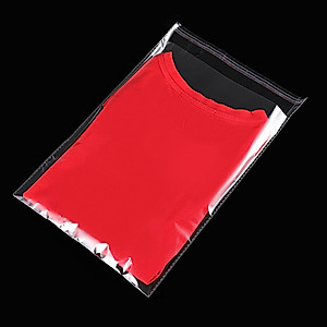 Clear Resealable Cellophane Plastic Bags Self Adhesive for Packaging Shirts, Clothing and Products,100 Pcs 10x14 Inches Self Sealing Cellophane Bags