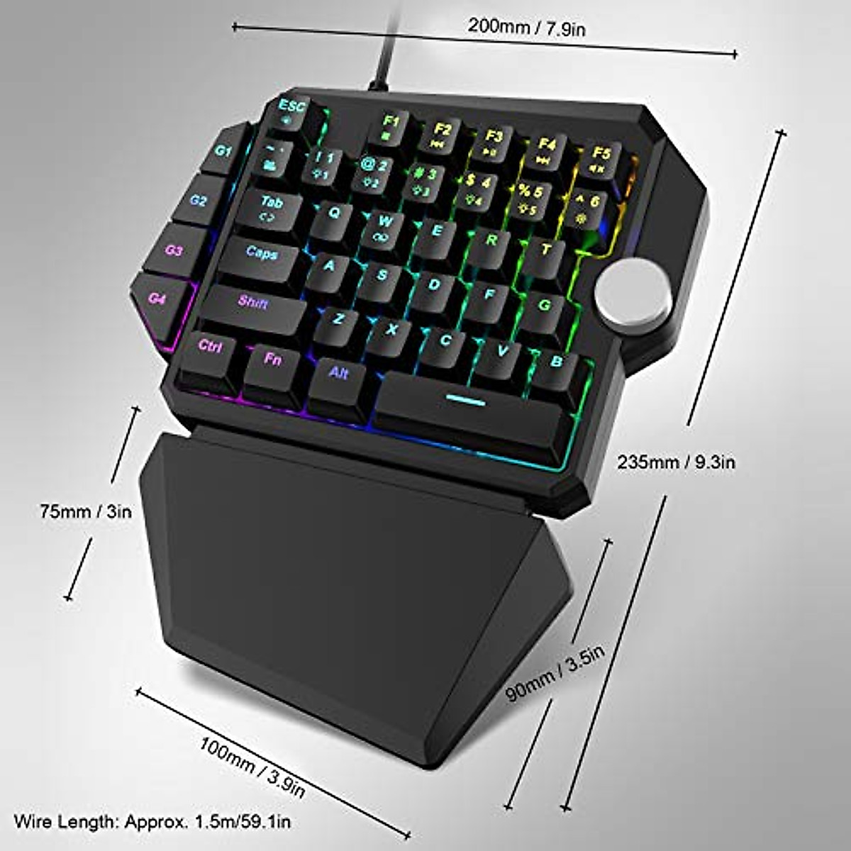 070 44 Keys One Handed Keyboard, RGB Backlight Mechanical Keyboard, Gaming Keyboard for PC, Computer Peripherals