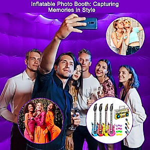 Inflatable Photo Booth Enclosure, 10 * 10 * 9ft Portable 16 Colors Shooting Tent for 360 Photo Booth Machine with 2 Doors, Inner Air Blower, Remote Controll Booth Tent for Wedding Birthday Parties