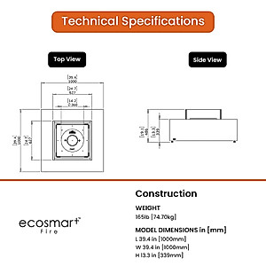 Eco Smart | Base 40 Fire Pit Table | Natural Color | Stainless Steel Gas Burner | Elegant Curved Design with Versatile Wide Lip | Complements Any Decor and Setting