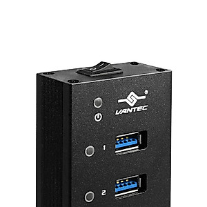 Vantec 7-Port USB 3.0 Hub, Aluminum, Full Powered, Mountable, with All Ports Data & Charging Up to 1.5A, BC 1.2, Premium 12V/3A, 36W Power Adapter (UGT-AH710U3-BK),Black