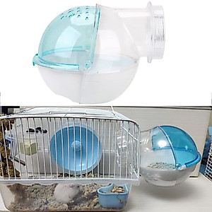 WNZQK Hamster Sand Bathroom Guinea Pig Hideout Hamster Cage Accessories Sand Bath Container Small Pet Toilet Hamster Villa Transparent External(Upgrade Blue)