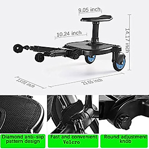 Universal Stroller Board with Detachable Seat,Stroller Glider Board Suitable for Most Brands of Strollers, Holds Children Up to 55lbs (Blue)
