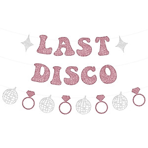 Rose Gold Glitter Last Disco Banner Garland for Space Disco Cowgirl Western Bachelorette Party Decorations Supplies