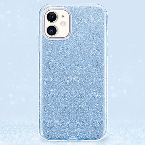 MILPROX Case Compatible for iPhone 11, Bling Sparkly Glitter Luxury Shiny Sparker Shell, Protective 3 Layer Hybrid Anti-Slick Slim Soft Cover for iPhone 11 6.1 inch (2019)-Blue