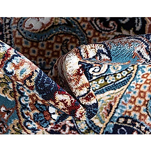 Unique Loom Narenj Collection Classic Traditional Medallion Textured Design Area Rug, 5 x 8 ft, Navy Blue/Tan