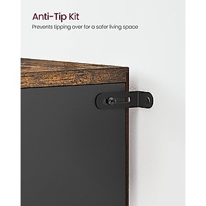 VASAGLE Lateral File Cabinet, Home Office Printer Stand, 2-Drawer Filing Cabinet, with Anti-tip Interlocking Mechanism, for A4, Letter-Size, Legal-Size Hanging Files, Rustic Brown and Black UOFC053B01