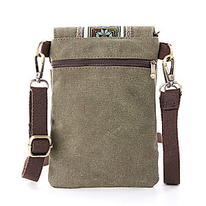 SILKAREA Embroidered Canvas Small Crossbody Bag Cell Phone Purse Large Tote Top Handle Shopper Handbag