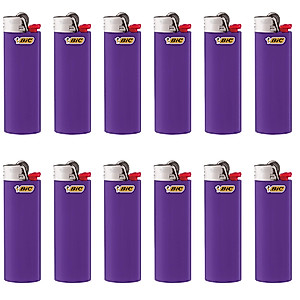 BIC Classic Maxi Pocket Lighters, Lighter for Candles, Purple Lighters (Packaging May Vary), 12 Count Pack