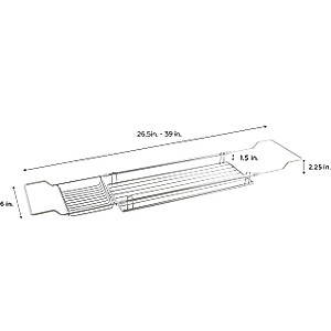 Organize It All Expandable Chrome Bathtub Caddy/Tray | Dimensions : 26.5-39 x 6 x 2.25 | Expandable | Bathroom Tub Organization | Chrome
