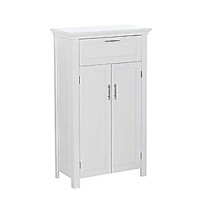 RiverRidge Somerset Two-Door Floor Cabinet, White & White Somerset Bathroom Over The Toilet Storage Spacesaver with Open Shelf and Two Doors