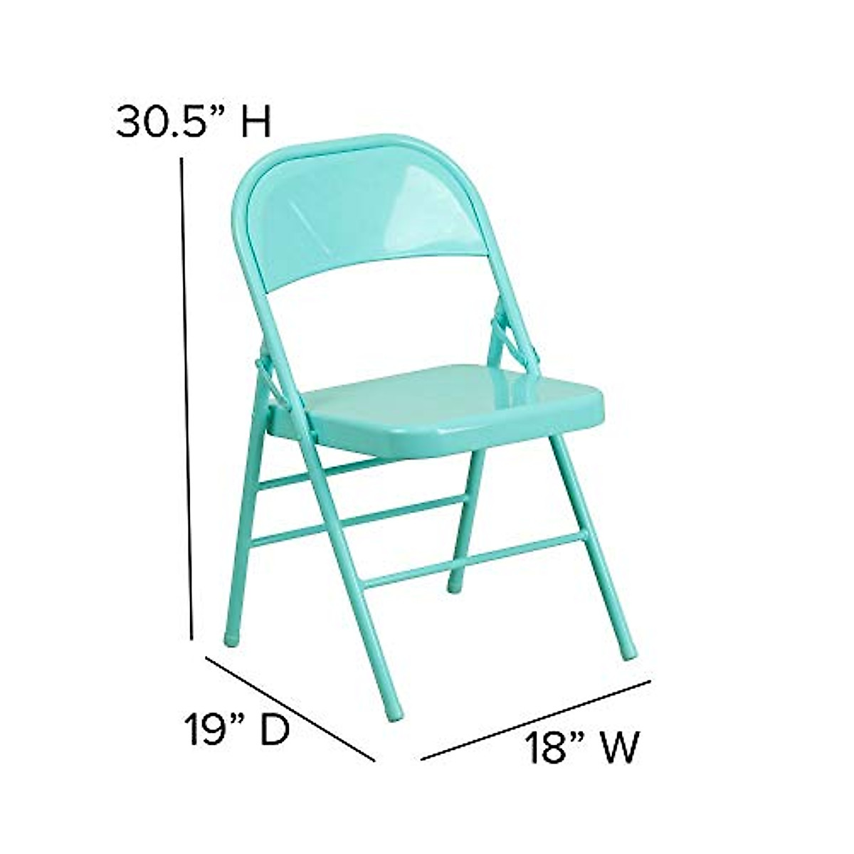 Flash Furniture 2 Pack HERCULES COLORBURST Series Tantalizing Teal Triple Braced & Double Hinged Metal Folding Chair