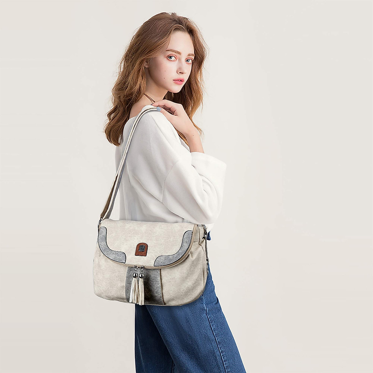 L&H Women's Crossbody Handbags Crossbody Bags for Women Purse Shoulder Bag Faux Leather Messenger Bag