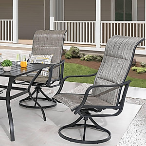 PatioFestival Patio Dining Set 5 Pieces Metal Outdoor Furniture Sets Outside Square Table Swivel Rocker Chairs with All Weather Frame (Grey)