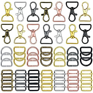 56 Pieces D Rings for Purse Bag Hardware Purse Hardware for Bag Making Buckles Craft (Mixed Color,25 mm)
