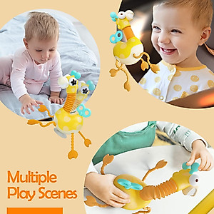 CCYYZZ Montessori Toy for 12-36 Months Toddlers, Baby Sensory Toy for 1 Year Old Babies, Giraffe Pop Tubes, Food Grade Silicone Pull Strings Activity Toys, Gifts for Boys and Girls