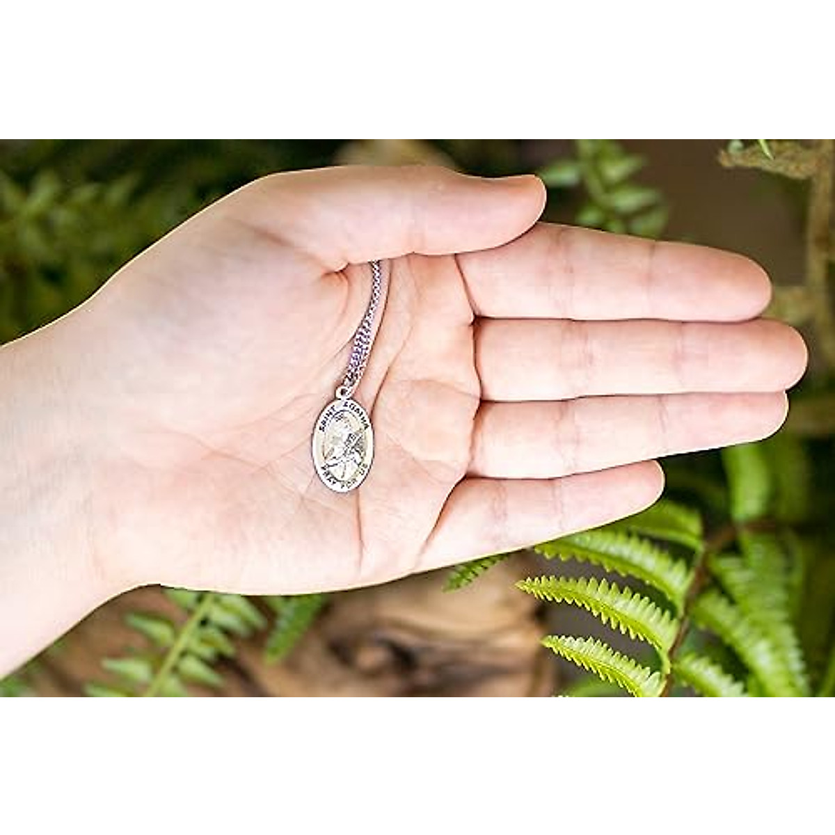 Heartland Store Women's Sterling Silver Oval Saint Agatha Pendant + 18 Inch Rhodium Plated Chain & Clasp