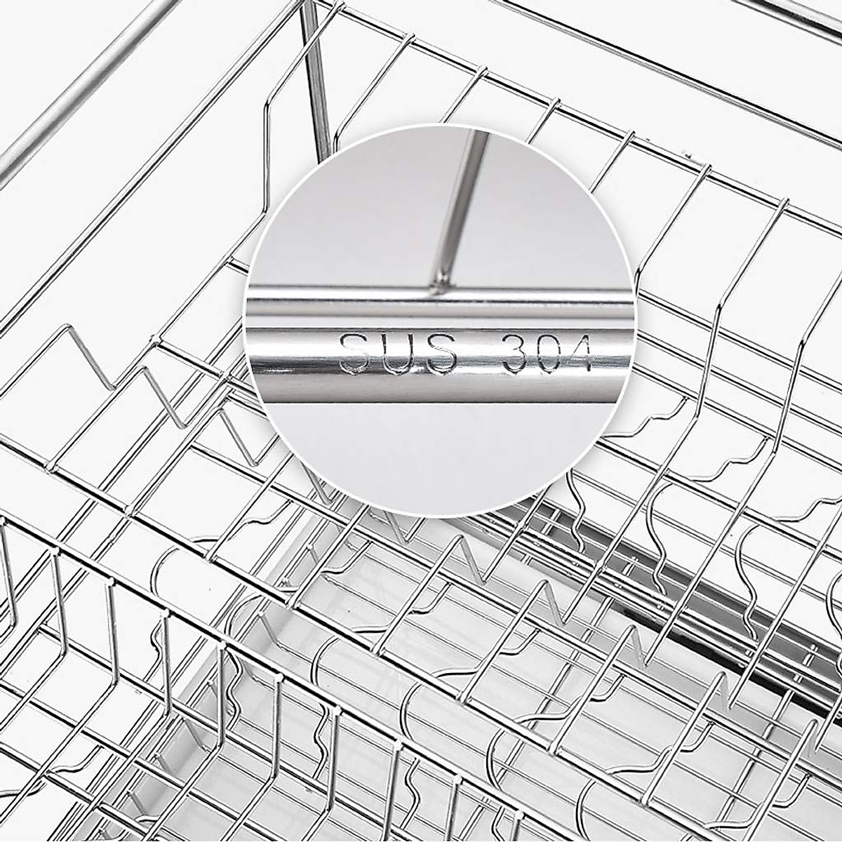 Dish rack Kitchen Sliding Cabinet, Professional Chromed Metal Slide Cabinet Pull Out Organizer Wire Storage Basket Drawer Kitchen Cabinets for Base Cabinets