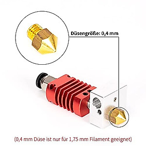 TRONXY MK10 Extruder Hot End Kit, 3D Printer Nozzles 0.4mm with Aluminum Heating Block, NTC 3950 100K Ohm Thermistor, 1M PTFE Teflon Tube Compatible with 3D Printers X5SA, X5SA PRO, XY-2PRO