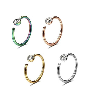 KOICCVQQ Charm Colour Nose Nail Studs Diamonds Body Piercing Opening Design Handmade Hypoallergenic Piercing Trinket Creative Personality Unique Set Water Drill Nose Nail Studs Gold