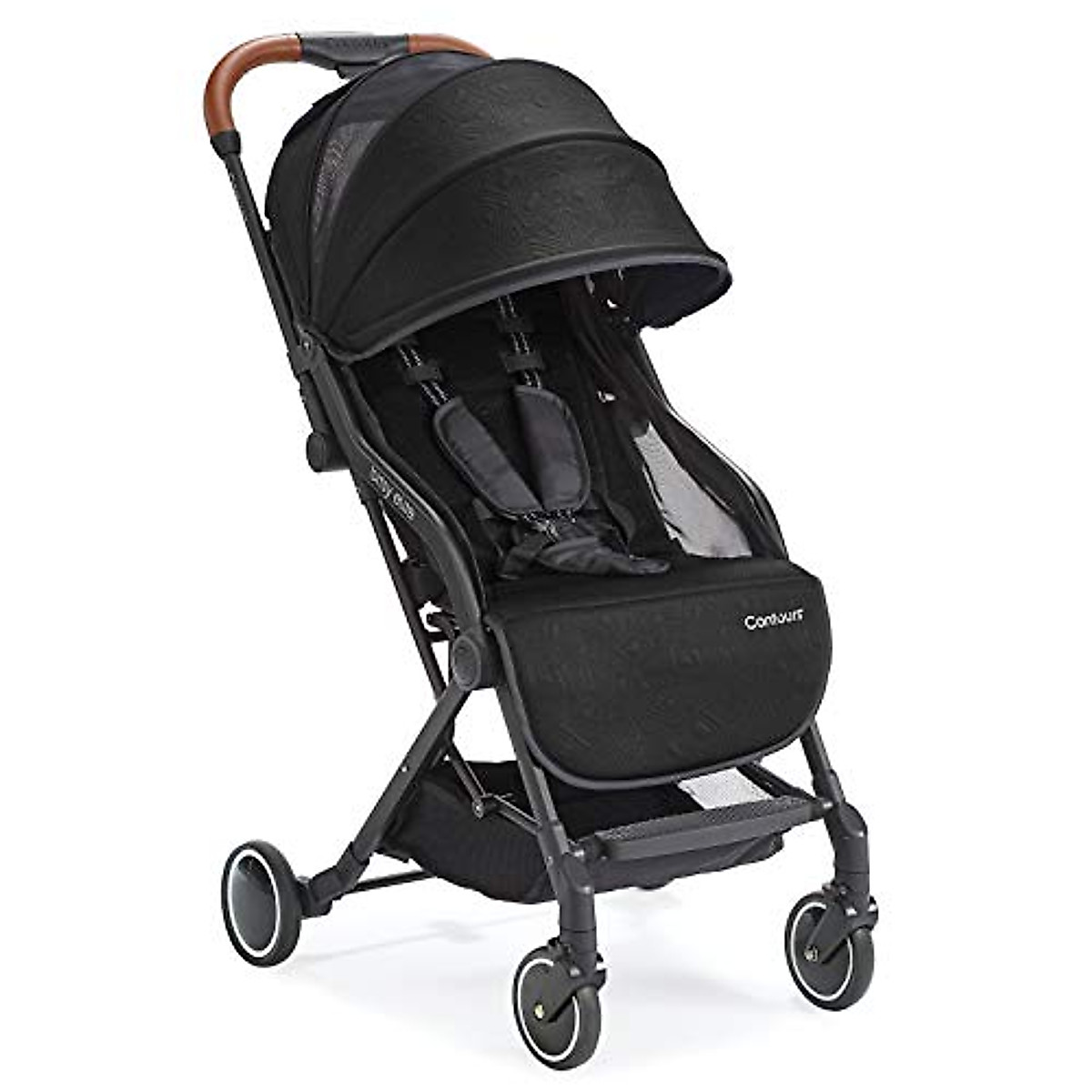 Contours Bitsy Elite Compact Fold Lightweight Travel Baby Stroller and Toddler Stroller with Adapter Free Infant Car Seat Compatibility, Reclining Seat, Easy One-Hand Fold - Onyx Black