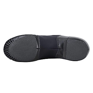 Dynadans Unisex PU Leather Upper Slip-on Jazz Shoe with Arch Insert for Women and Men's Dance Shoes-Black-4.5M