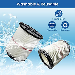 2 Pack CMXZVBE38754 Filter for Craftsman Shop Vac Wet Dry 5 to 20 Gallon, 9-38754 Red Stripe General Purpose for Craftsman 5 6 8 9 12 16 32 Gallon Shop Vacuum Replacement Filters