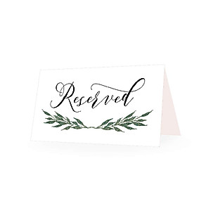 25 Greenery VIP Reserved Sign Tent Place Cards For Table at Restaurant, Wedding Reception, Church, Business Office Board Meeting, Holiday Christmas Party, Printed Seating Reservation Accessories DIY