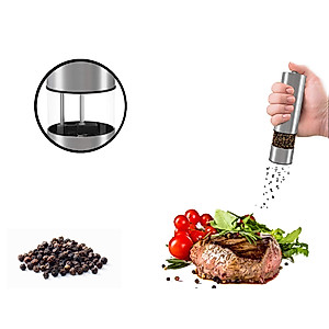 Electric Pepper Grinder or Salt Grinder – Battery Operated Automatic Spice Grinder - Pepper Mill with Light and Adjustable Ceramic Grinder by Velvastar