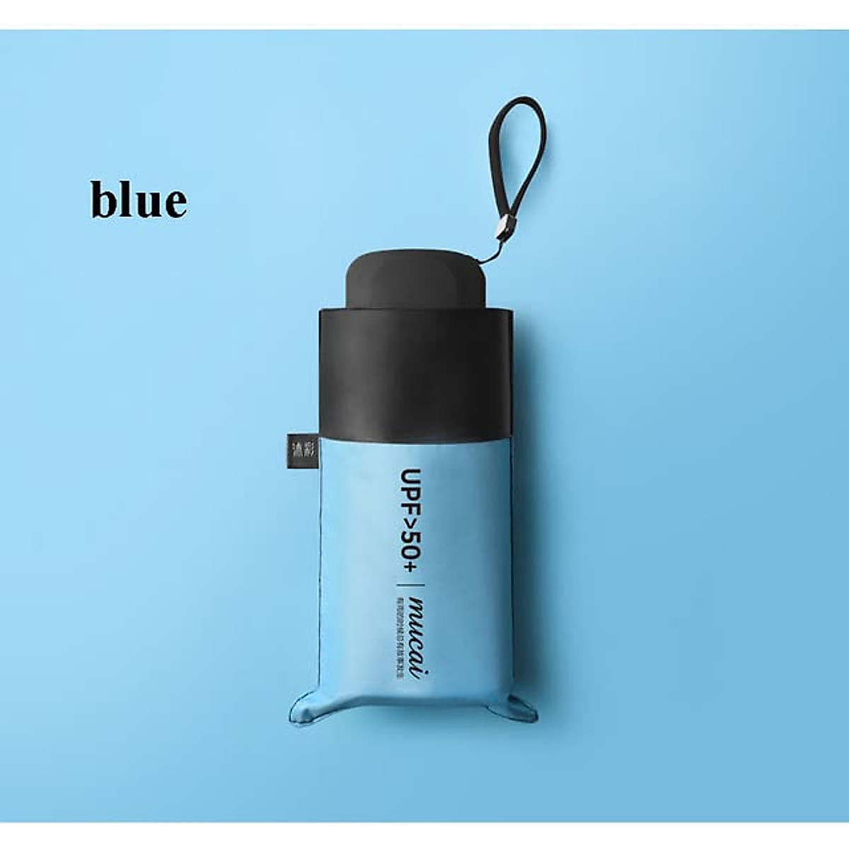 Aprjv Travel Folding Umbrella, Mini Umbrella Windproof Portable Compact Umbrella UV Protection Lightweight Strong Sun-Lightweight Tiny Pocket Umbrella for Mens Women (Blue)