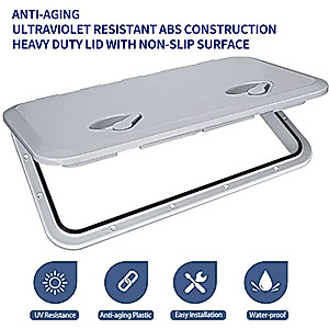 smartmarine 24"x14" Marine Boat Deck Hatch,Boat Access Hatch & Lid, Black/White (White)