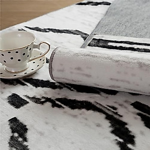 Syalife Boho Area Rug, Non Shedding 8x10 Washable Rug with Non Slip Backing, White and Black Modern Geometric Carpet, Indoor Bohemian Rug for Living Room Entryway Bedroom Kitchen - White, Black