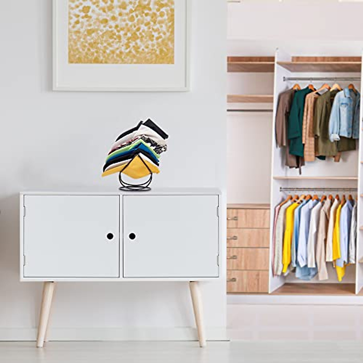 Simland Hat Rack and Baseball Cap Organizer for men and women, Black Hat Storage Display Holder on Desk (Iron)