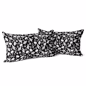Snycler Spring Flower Pillow Covers 12x20 Set of 2 Rustic Cute Small Floral Black Cream Decorative Throw Pillows Outdoor Pillowcase Farmhouse Velvet Cushion Case Decor for Home Sofa Couch Bed