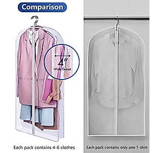 AOODA 40" Clear Garment Bags for Hanging Clothes Transparent Suit Bags for Closet Storage Coat Cover Protector for Sweater, Jacket, 4 Packs