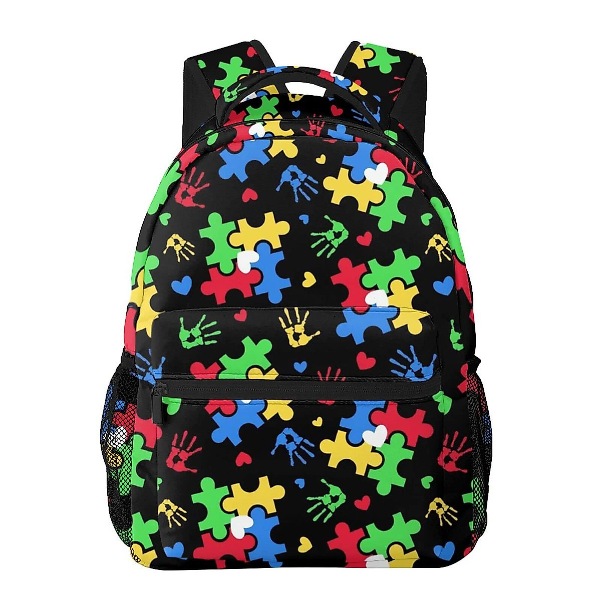 Qurdtt Autism Awareness Backpack School Bag Student Bookbag Travel Hiking Camping Daypack for Girls Boys Adults