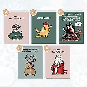 ALY LOU Christmas Cards Dog Funny Holiday Box Set Pack Assorted, 2023 Quality Xmas Sarcastic Greeting Cards for Pets Family Friends (20 Cards Set - Funny Dogs (20 Cards total / 2 of each design))