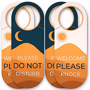 Do Not Disturb Door Hanger Sign, Welcome Please Knock - 2 Pack - 9 x 3.5" - Universal Fit - Perfect Signs for Bedroom, Hotel, Home Office for Privacy and Ensure People Do Not Enter