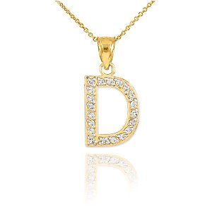 10k Yellow Gold Diamond-Studded Initial Letter D Pendant Necklace, 18"