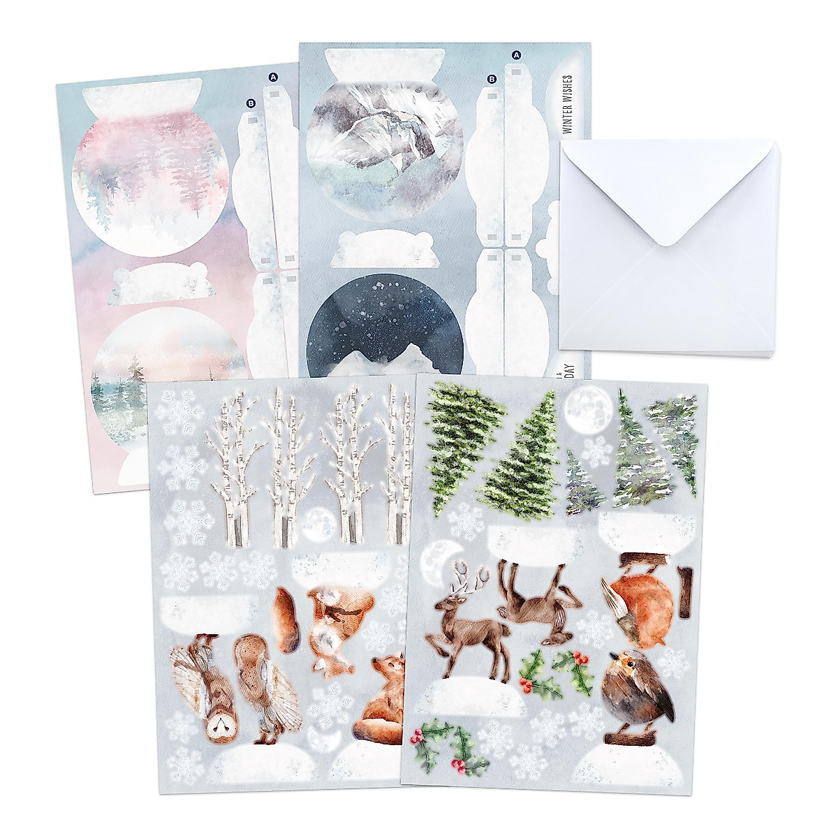Katy Sue Watercolor Christmas Animals Die-Cut Pop-Up Card Making Kit for Adults. Makes 12 Cards with Festive Animals. Contains 12 Cards, 12 Sheets of Elements, & 12 Envelopes for Card Making Supplies