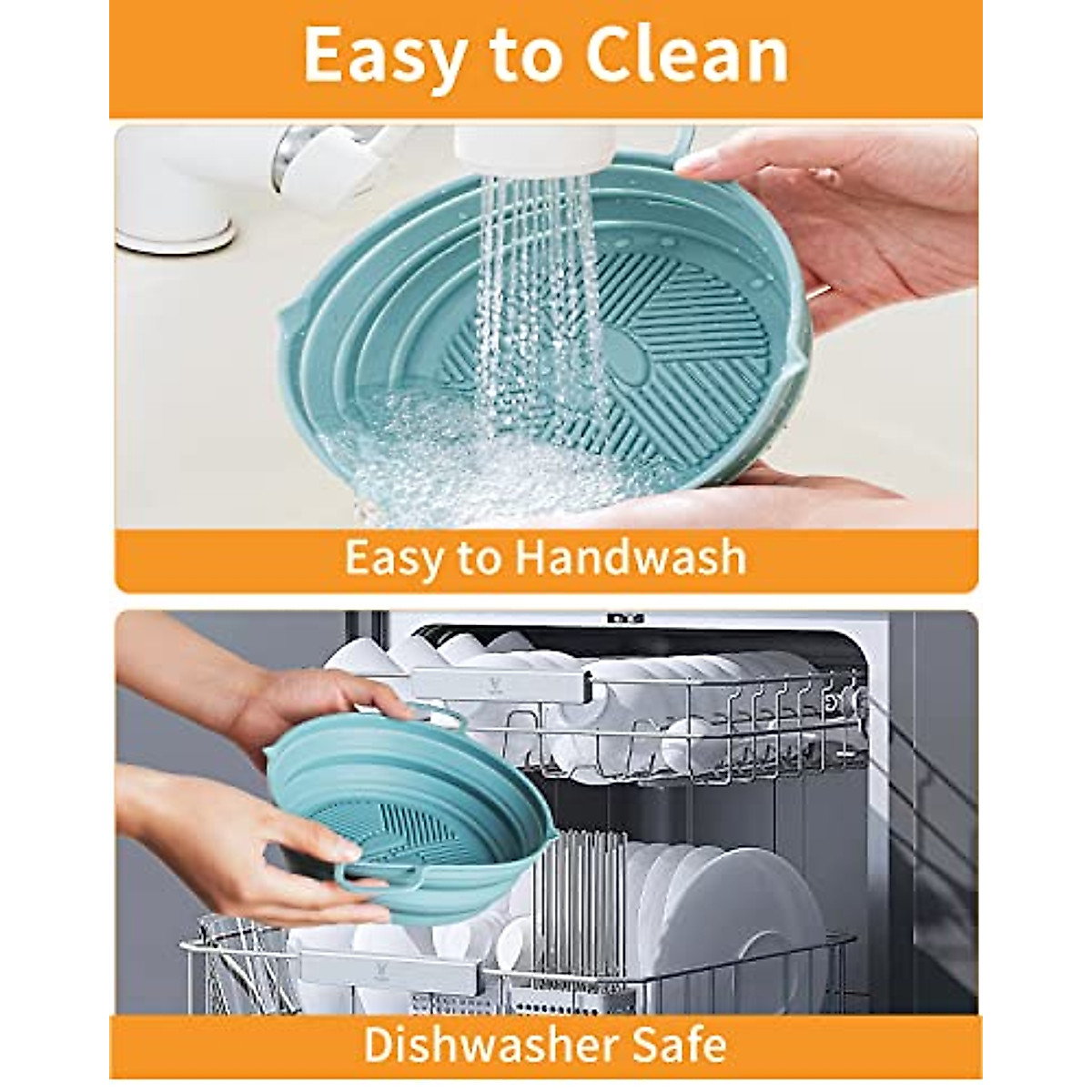 Air Fryer Silicone Pot - Foldable & Reusable Air Fryer Silicone Liner - Easy Cleaning Air Fryer Oven Accessories - No Need to Clean the Air Fryer, For 3 to 5 QT