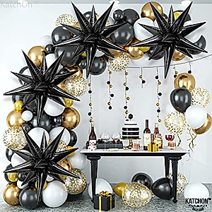 KatchOn, Black Spike Balloons - 20 Inch, Pack of 50 | Black Star Balloons Metallic, Black Starburst Balloon | Halloween Balloons | Spiky Balloons for Bachelorette Party, Black Halloween Decorations