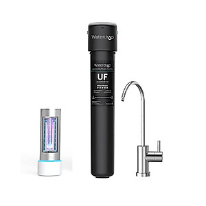 Waterdrop 17UB-UF 0.01 μm Ultra Filtration Under Sink Water Filter System and LED UV͎ Ultrąviolët Water Sterilizër Filter for Kitchen, Mercury-Free, FCC Certified, Stainless Steel, 50 Years Life Time