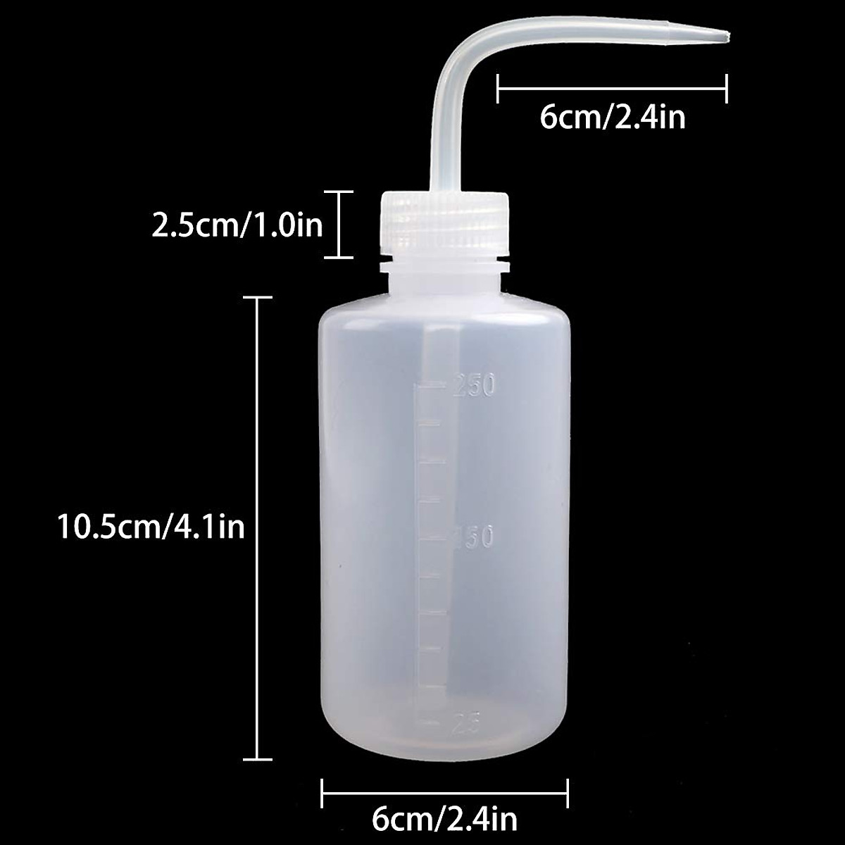 SUPERLELE Wash Bottle, 6pcs 250ml Plastic Tattoo Squirt Bottles, LDPE, Safety for Cleaning Water Tools with Scale Labels(8oz)